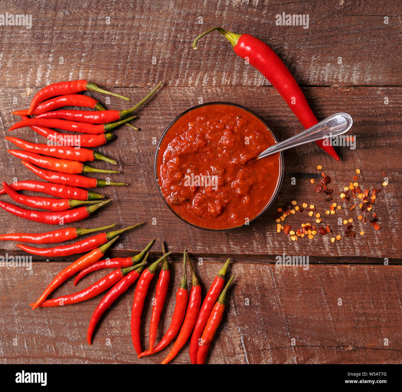 Hot chilli pepper sauce paste harissa, traditional Tunisia, Moroccan ...