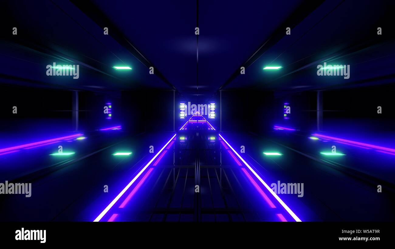 futuristic science-fiction tunnel corridor 3d illustration background ...