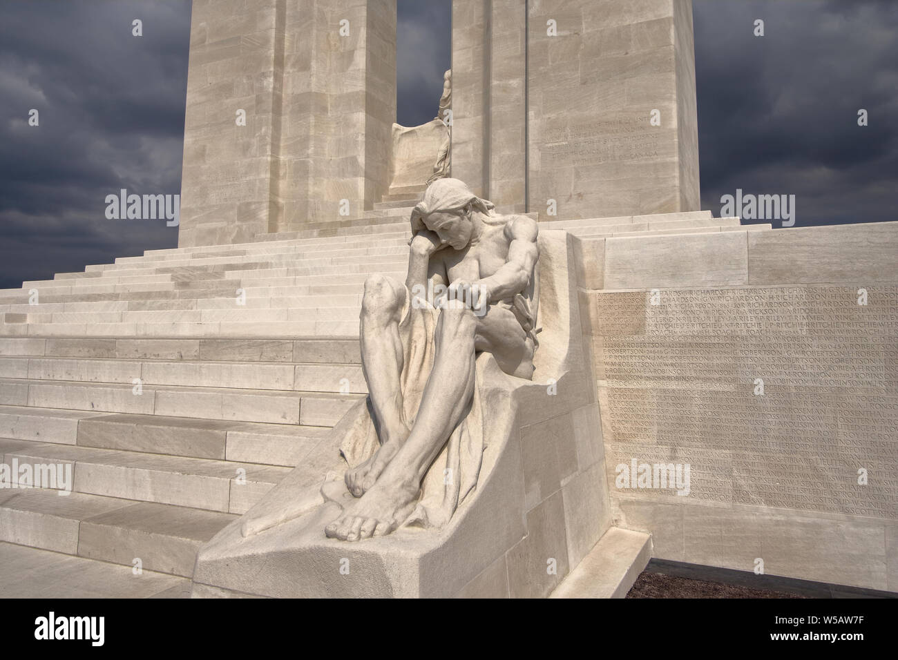 Statue on the Vimy Ridge Canadian World War One War Memorial, France ...