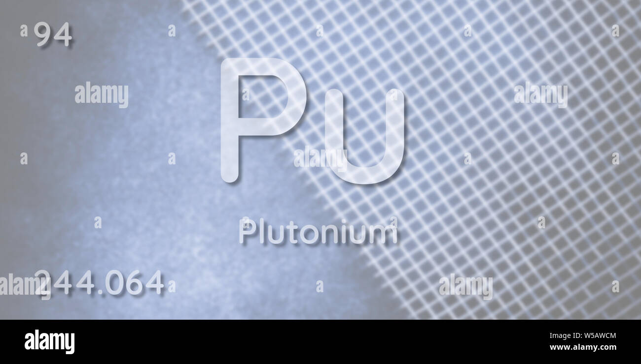 Plutonium chemical element atomic data and symbol illustration backdrop ...