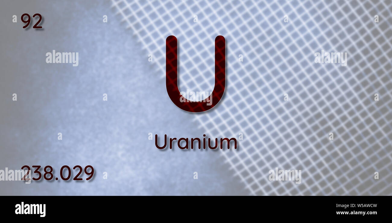 Uranium chemical element atomic data and symbol illustration backdrop ...