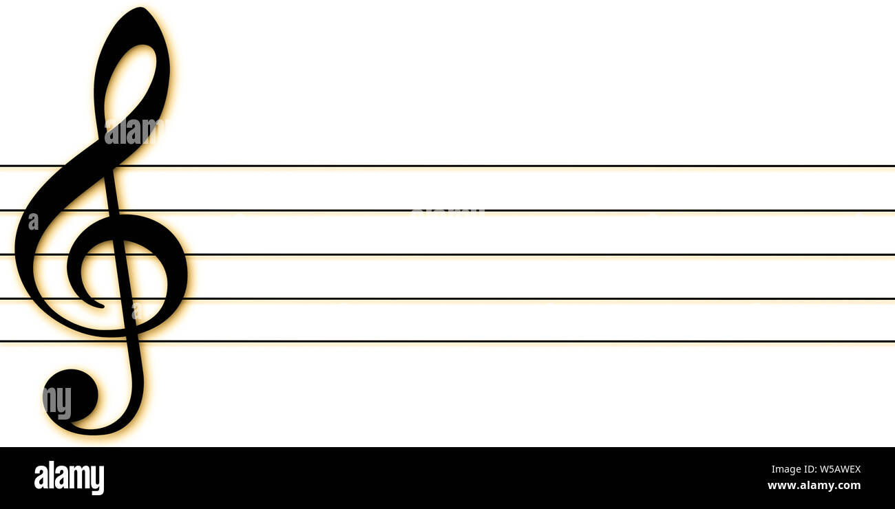 treble clef with stave on a white background Stock Photo - Alamy