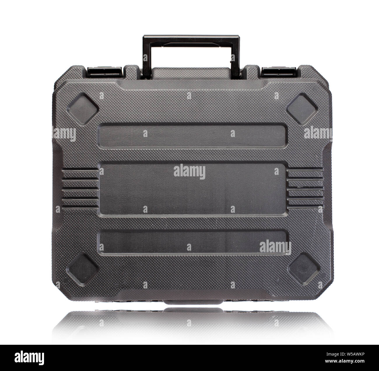 Black plastic tool box isolate on white background Stock Photo - Alamy