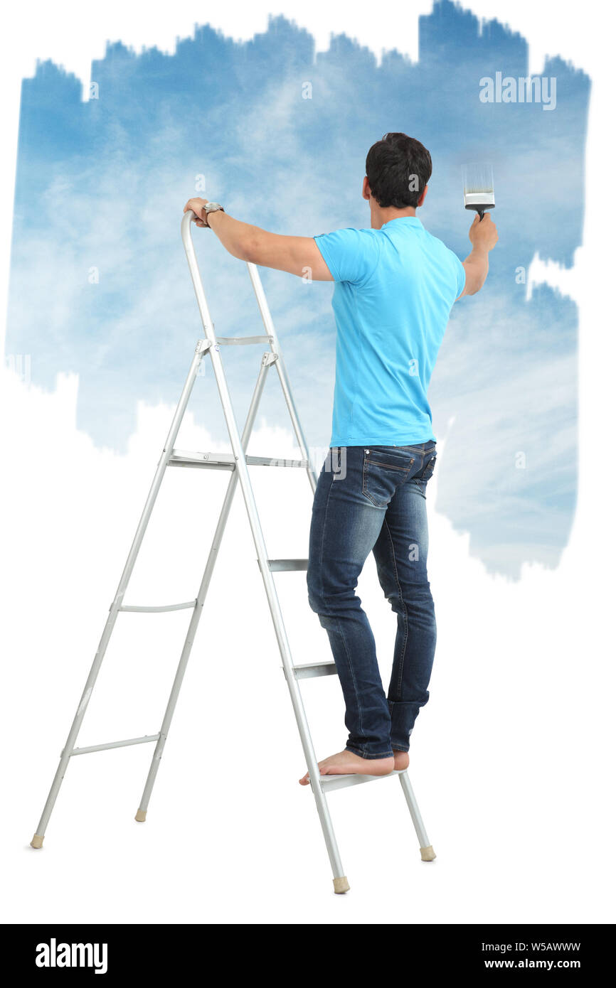 Man painting the sky blue Stock Photo - Alamy