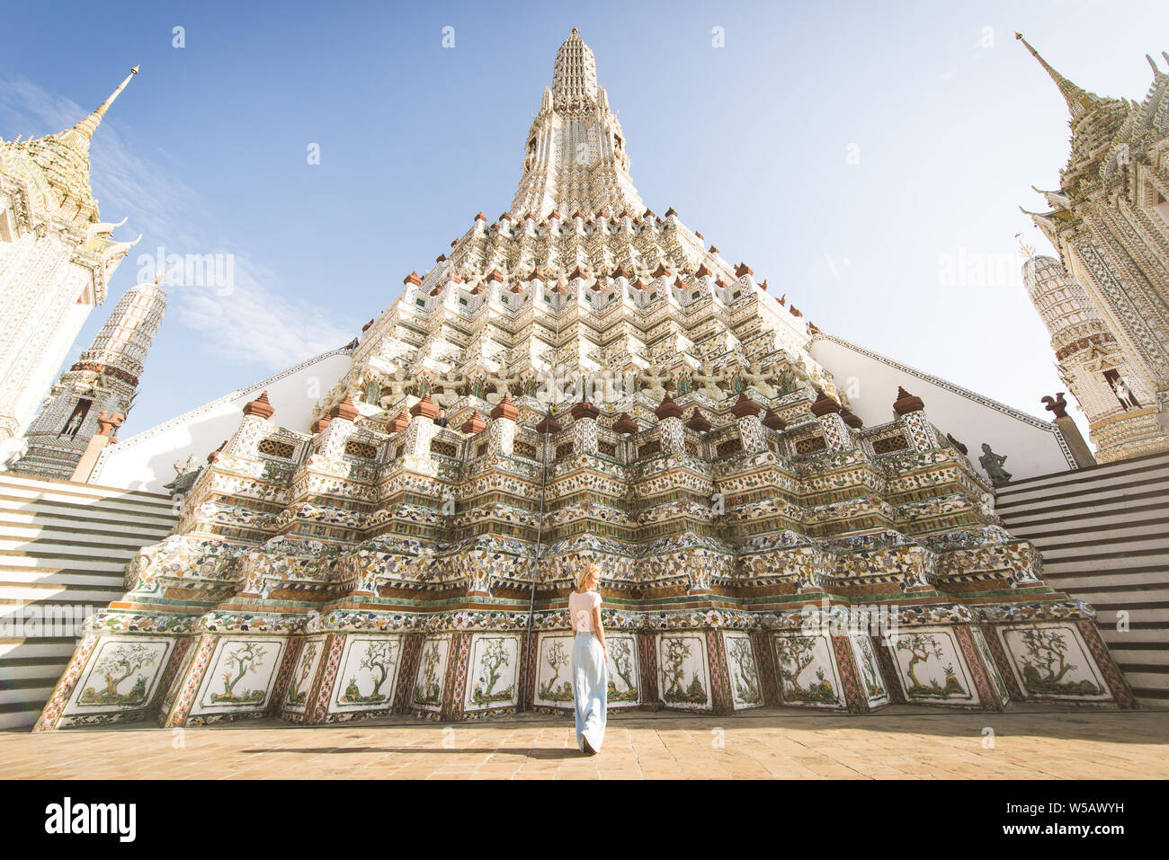 Beautiful women visiting Bangkok attractions and landmarks in Thailand ...