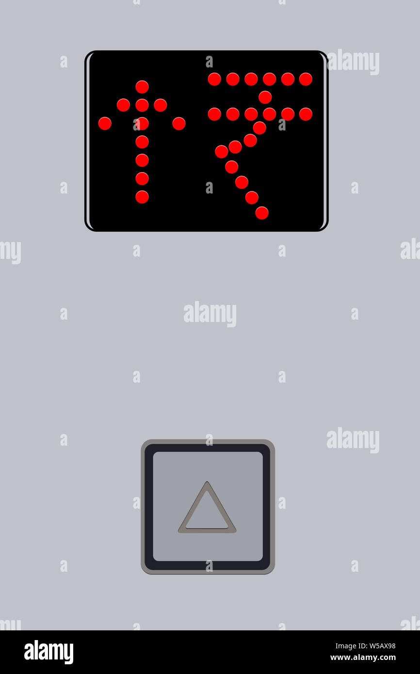 Rupee symbol with arrow sign and elevator button Stock Photo - Alamy