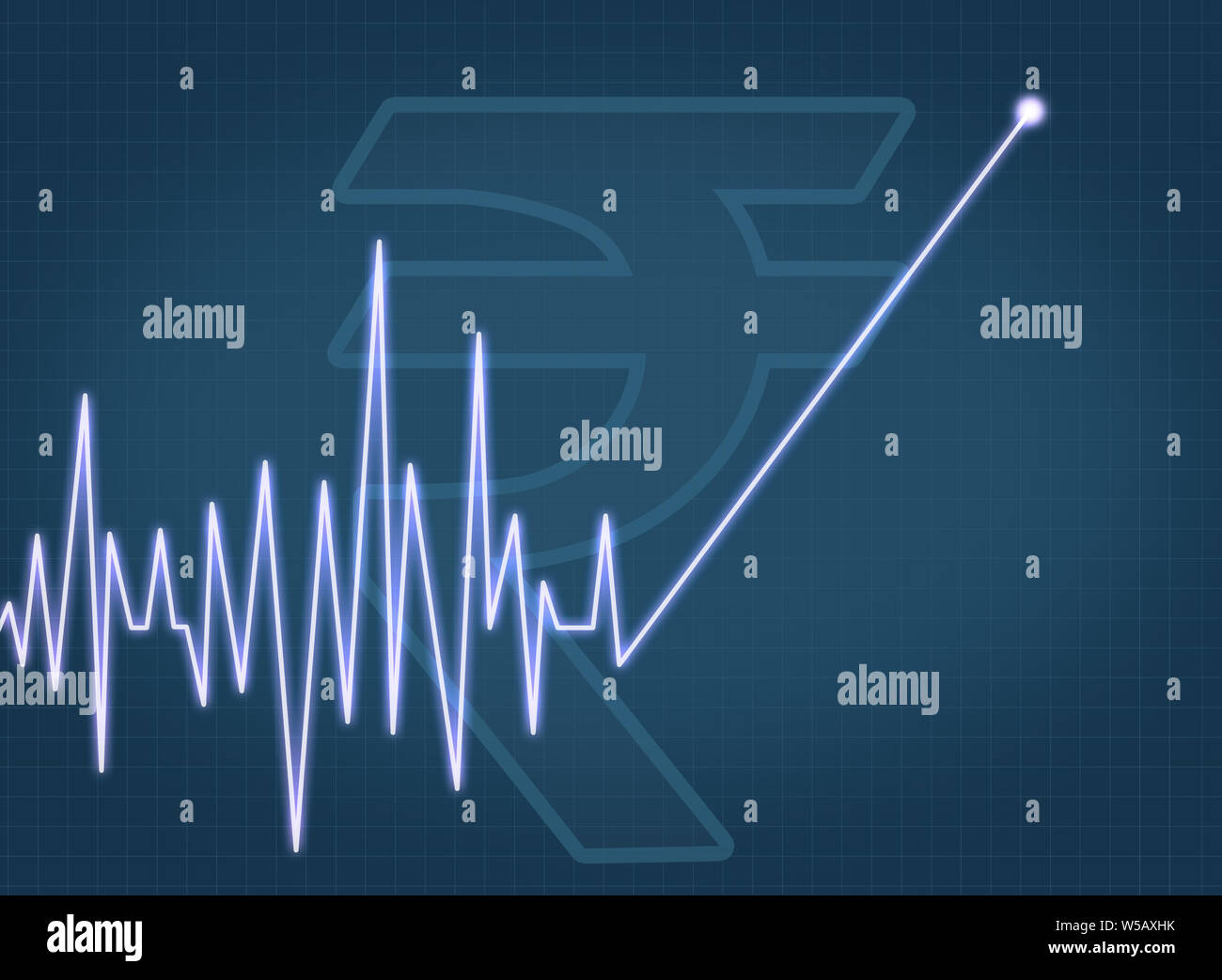 Line graph on rupee symbol Stock Photo - Alamy