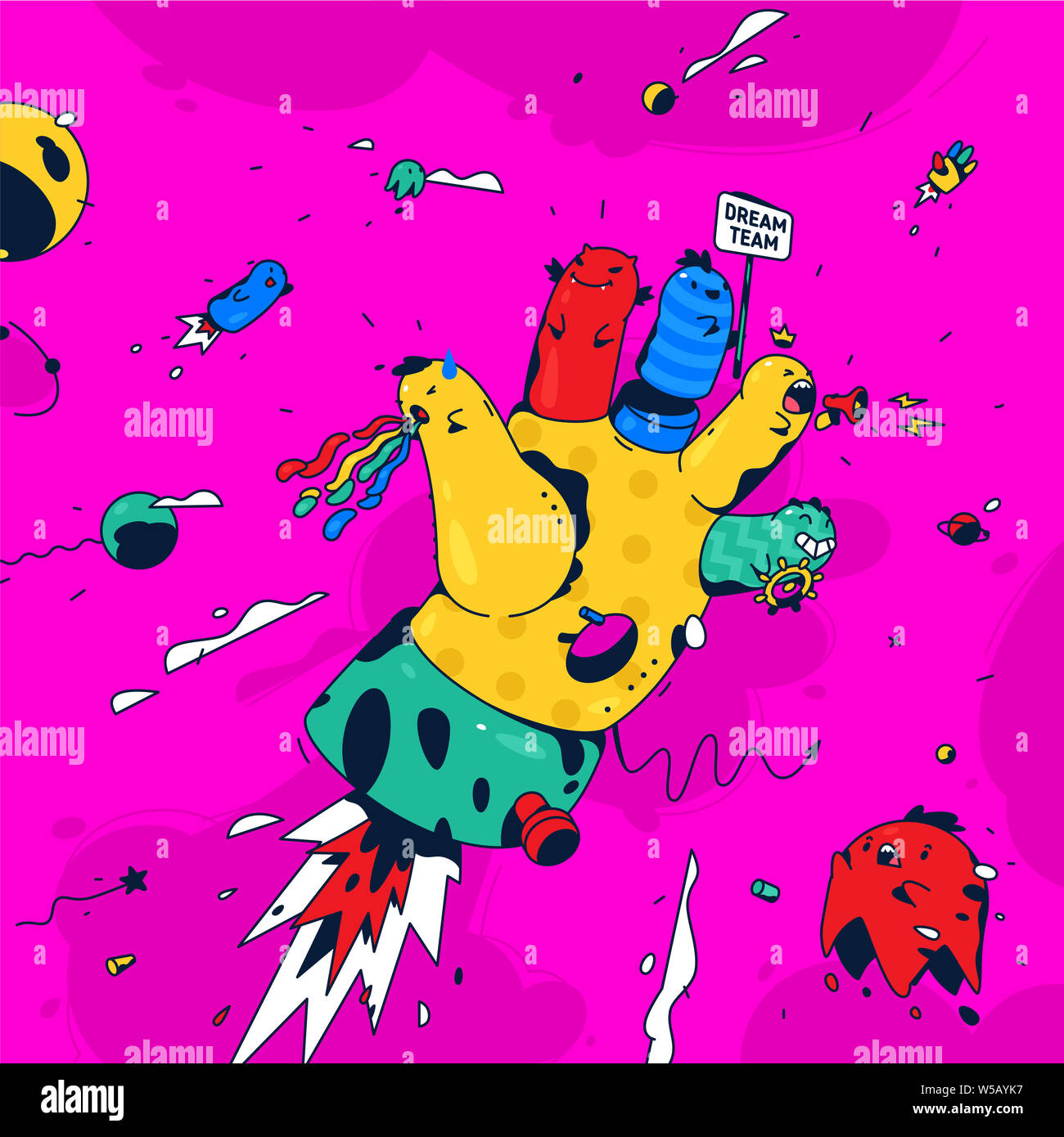 Abstract illustration of the hand. Vector. Surrealistic hand with ...