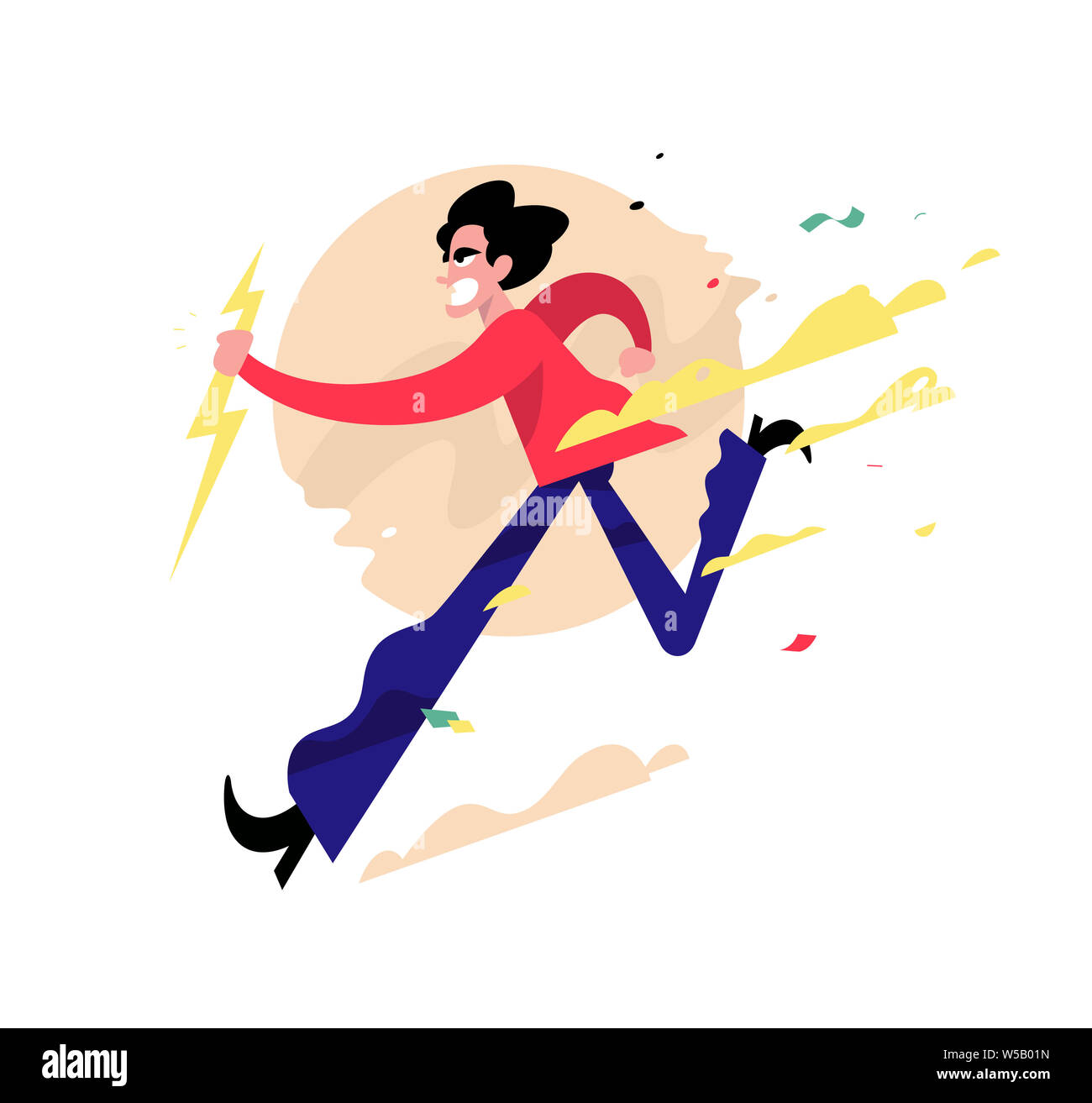 Illustration of a running evil guy. Vector illustration. A cute young ...