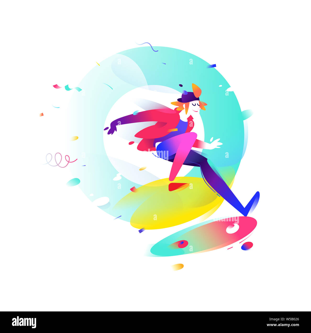 Illustration of a cartoon skateboarder. Vector illustration. A skater ...