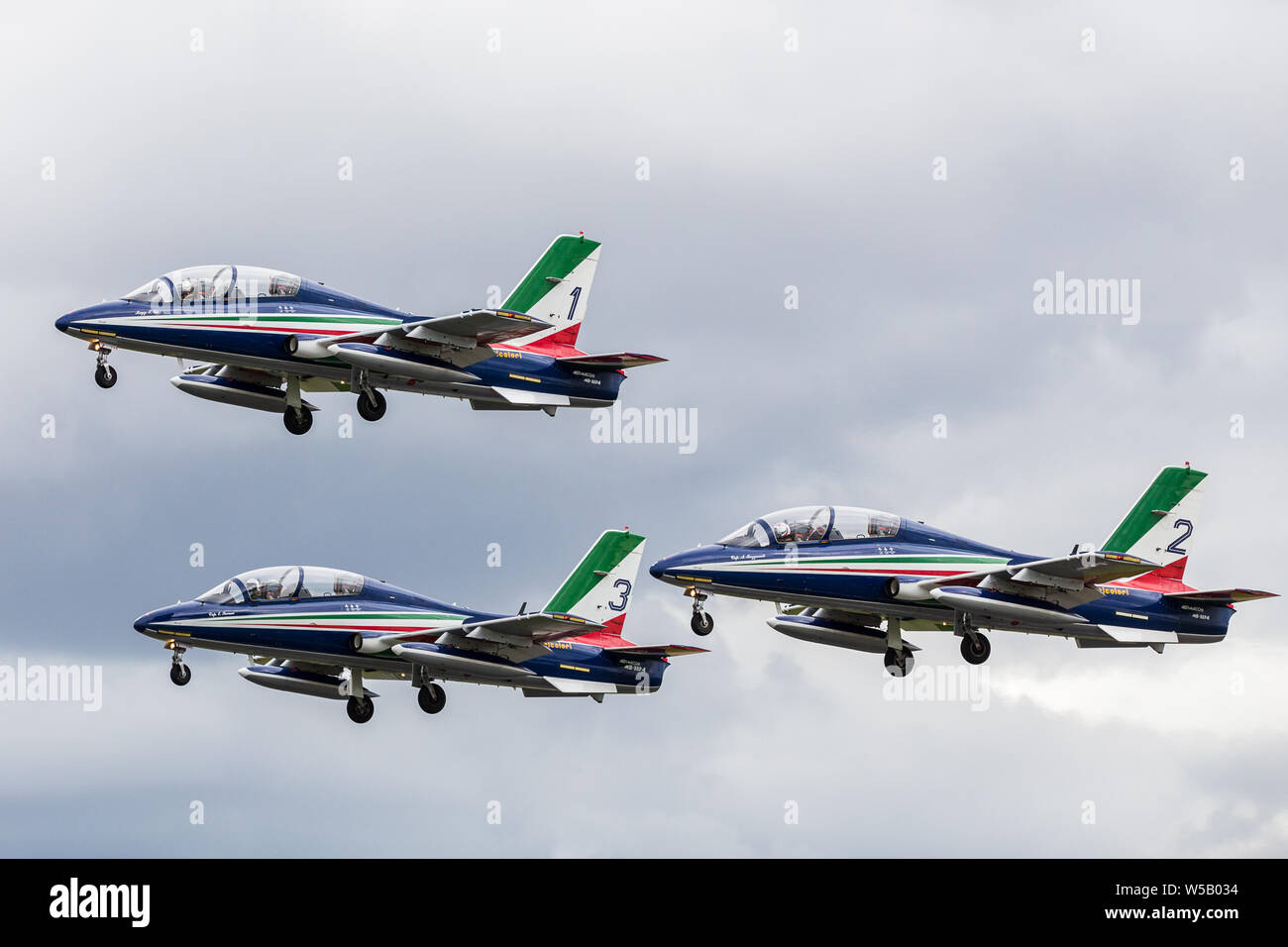 Italian Air Force display team Frecce Tricolori captured at the 2019 ...