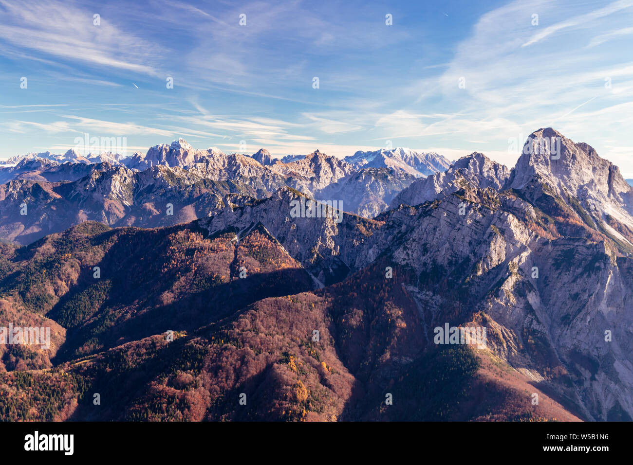 Sunny day in the carnic alps during a colorful autumn Stock Photo - Alamy