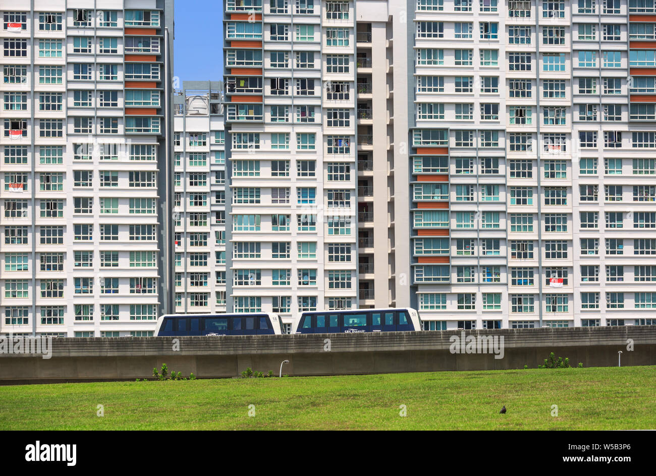 Singapore-27 JUL 2019: Singapore Punggol area residentail building and ...
