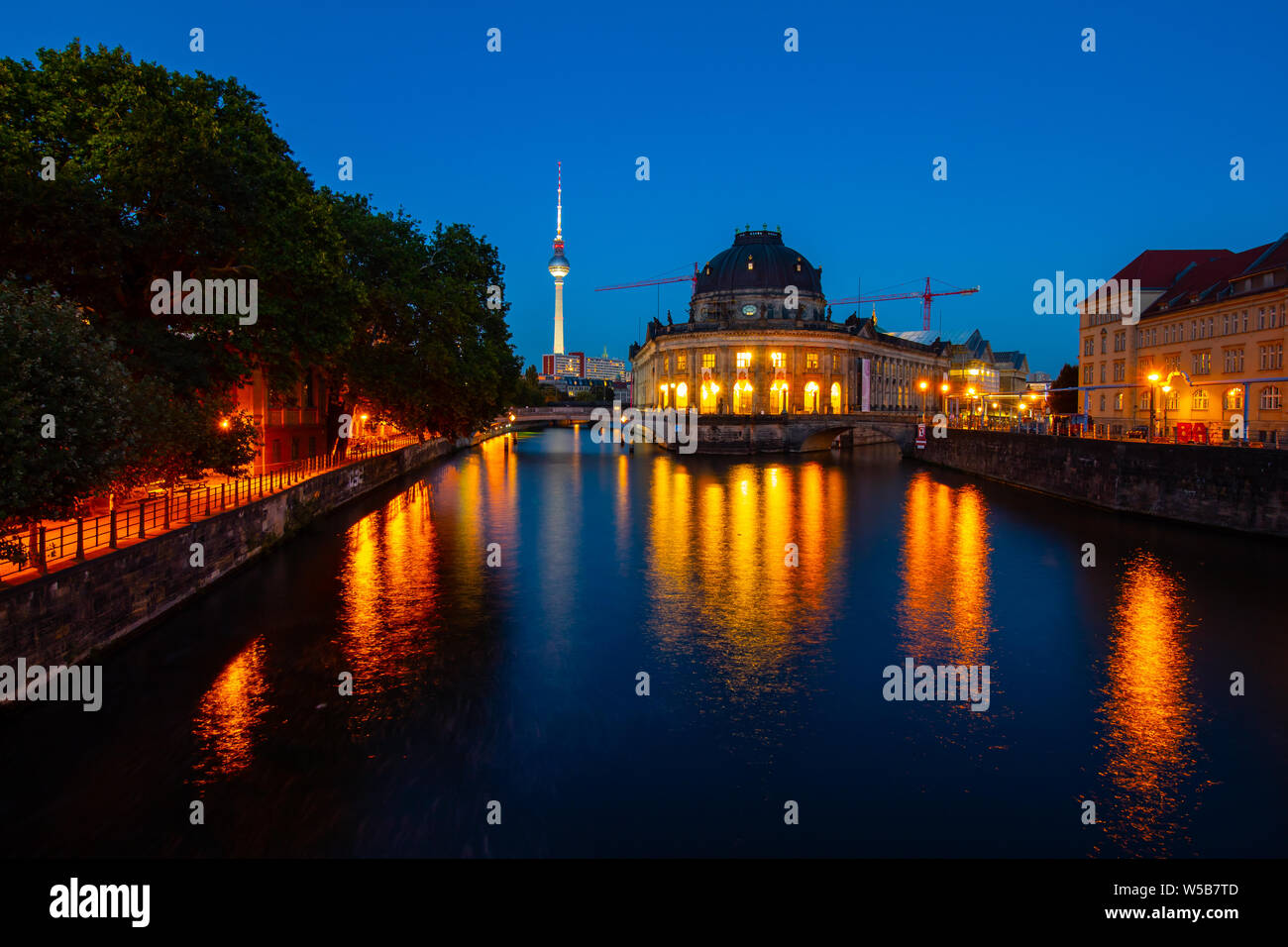 The famous Berlin Bode Museum at night Stock Photo - Alamy