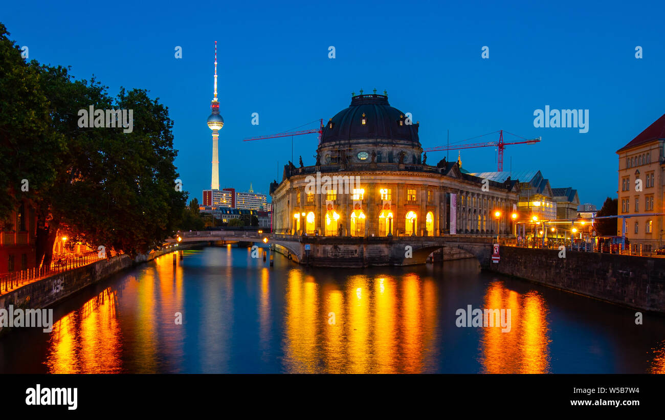 The famous Berlin Bode Museum at night Stock Photo - Alamy