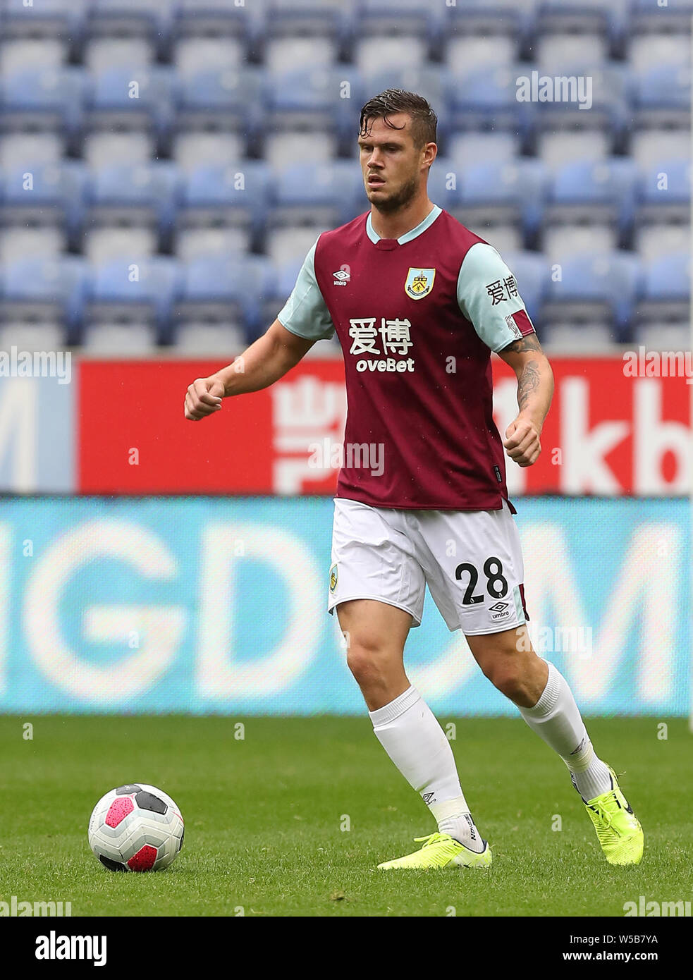 Burnley's Kevin Long in action against Wigan Athletic, during the pre ...