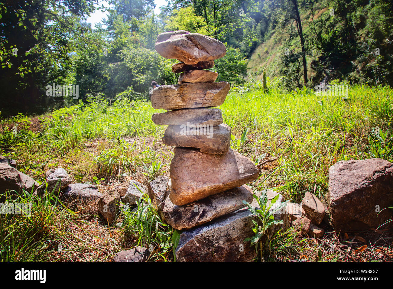 Rocks stones zen installation in summer nature in Bohemia Stock Photo ...
