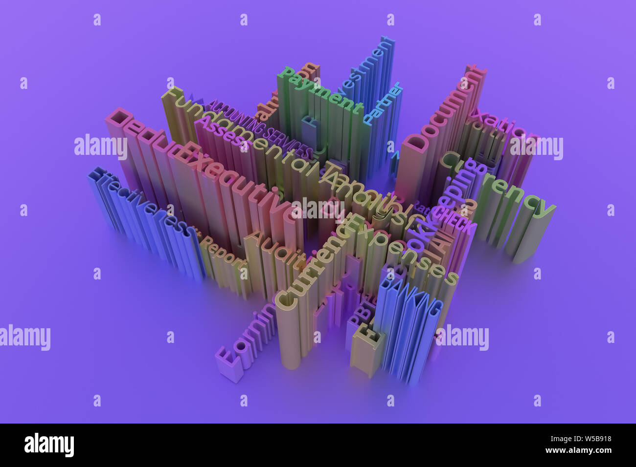 3D business keyword and words cloud. CGI rendering. For web page ...