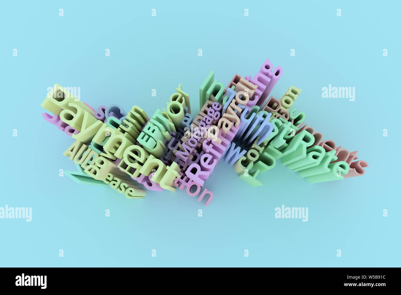 3D business keyword and words cloud. CGI rendering. For web page ...
