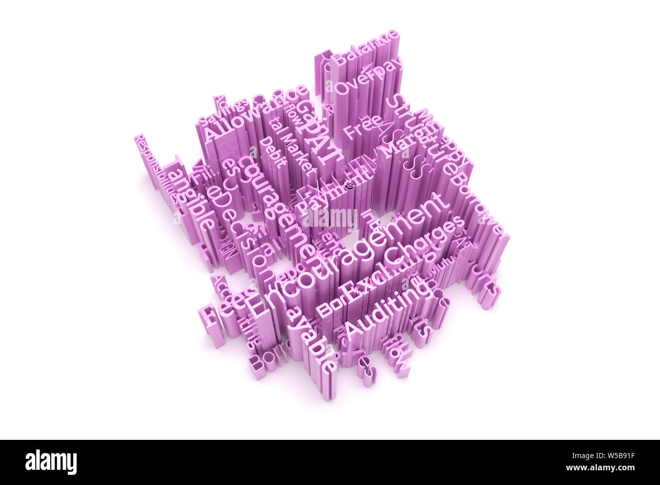 3D business keyword and words cloud. CGI rendering. For web page ...