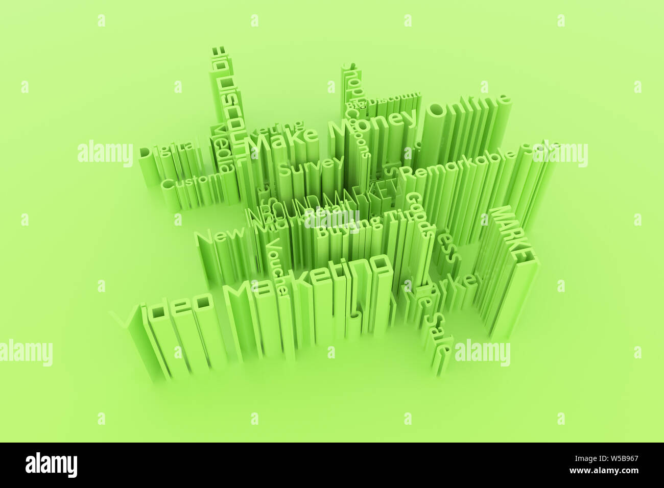 3D business keyword and words cloud. CGI rendering. For web page ...