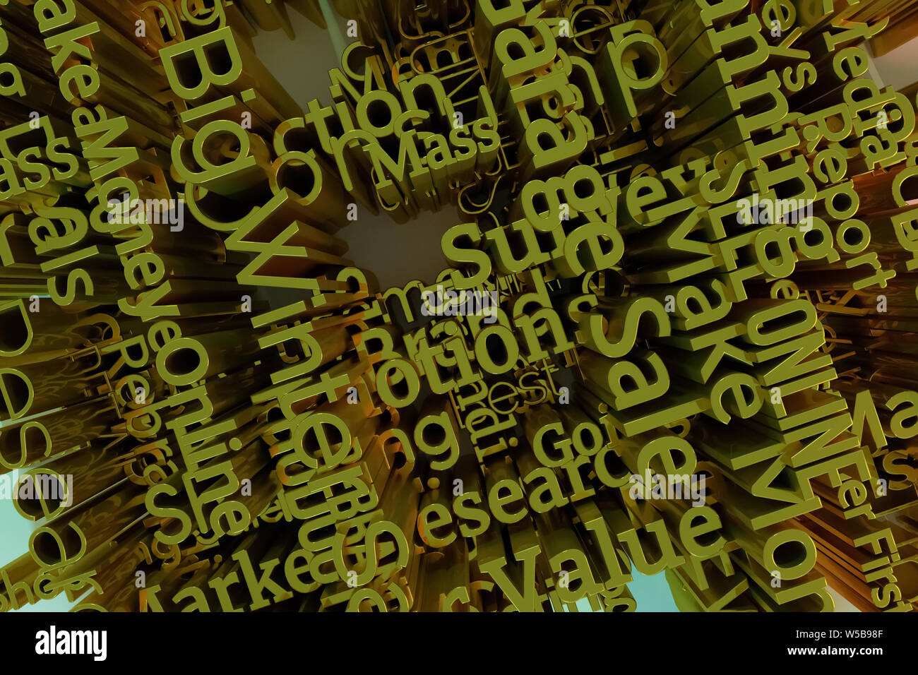 3D business keyword and words cloud. CGI rendering. For web page ...