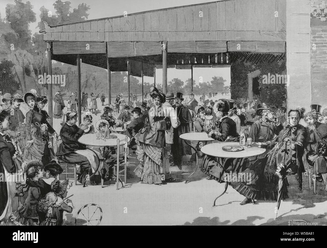 España. Madrid. Las tardes en el Parque del Retiro. Dibujo de Samuel ...