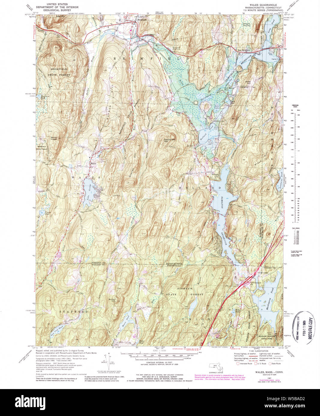 Massachusetts USGS Historical Topo Map MA Wales 350669 1967 24000 ...