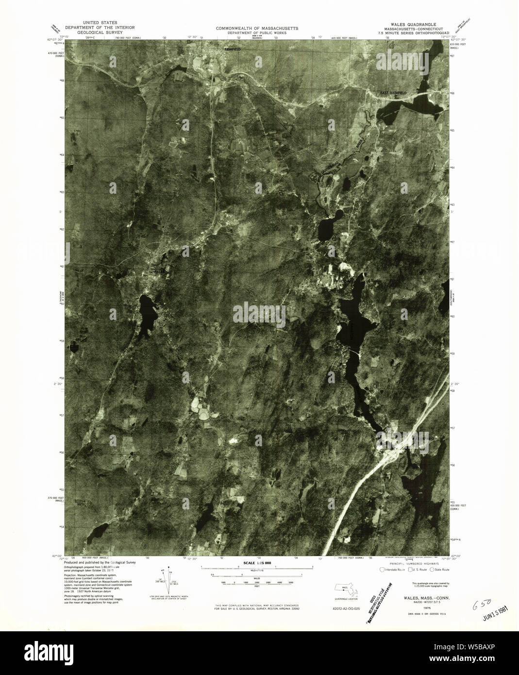 Massachusetts USGS Historical Topo Map MA Wales 351384 1975 25000 ...