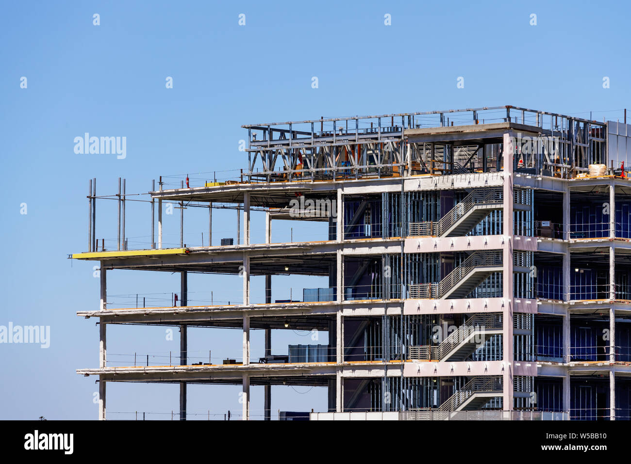 Detail of building under construction with visible steel frame Stock ...