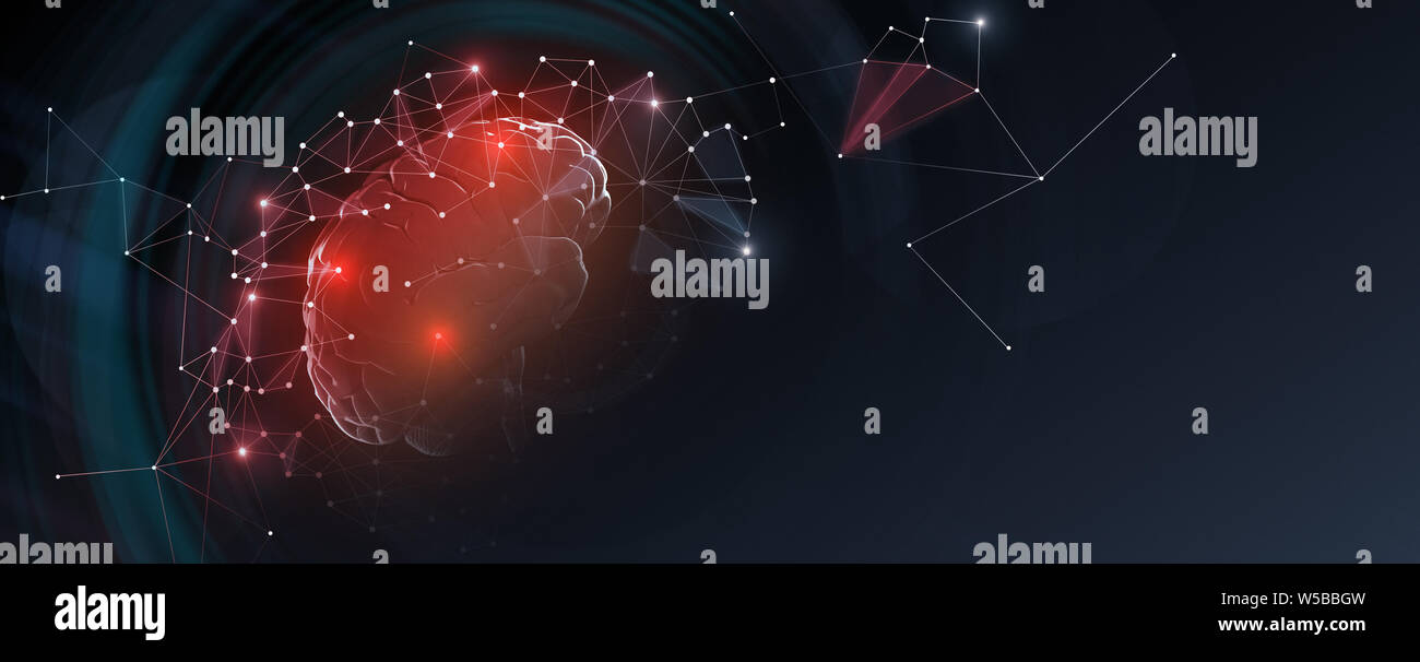 Human brain with network connections, free space Stock Photo - Alamy