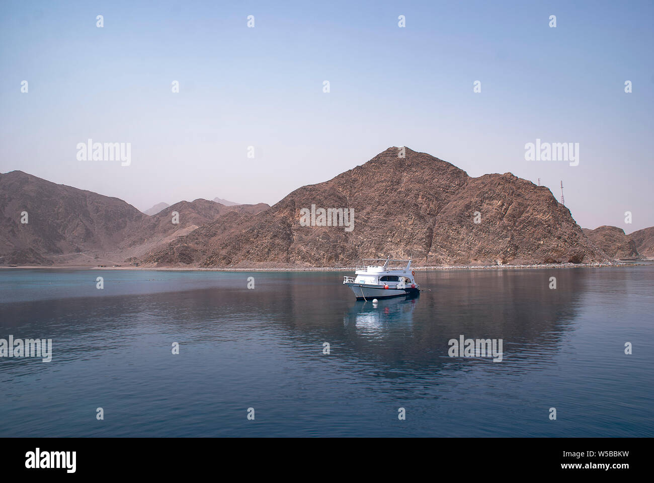 Dive boats near Taba Heights in the Gulf of Aqaba, Egypt Stock Photo ...
