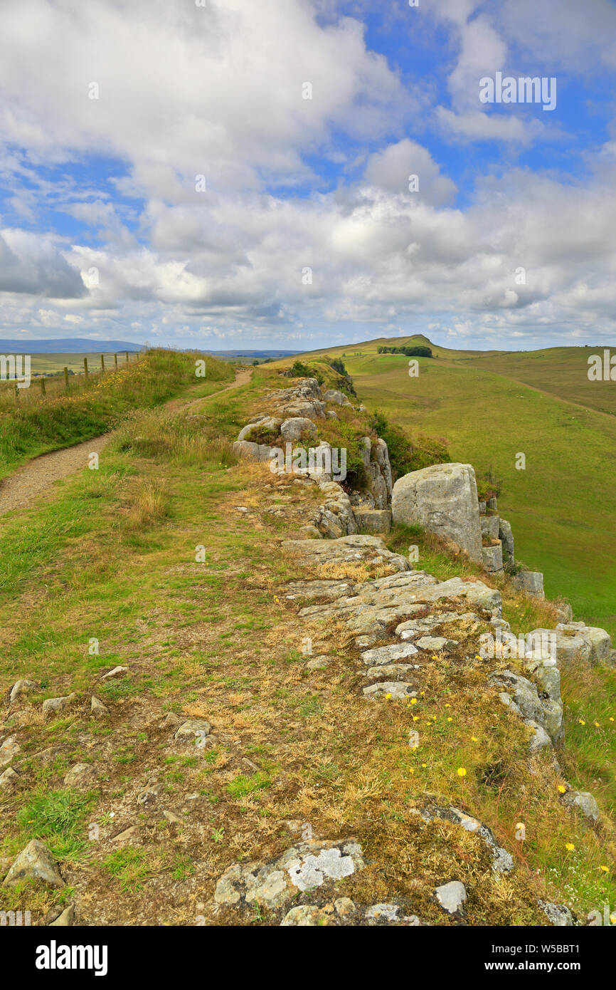 Pennine way along Highshields on Hadrian's Wall, UNESCO World Heritage ...