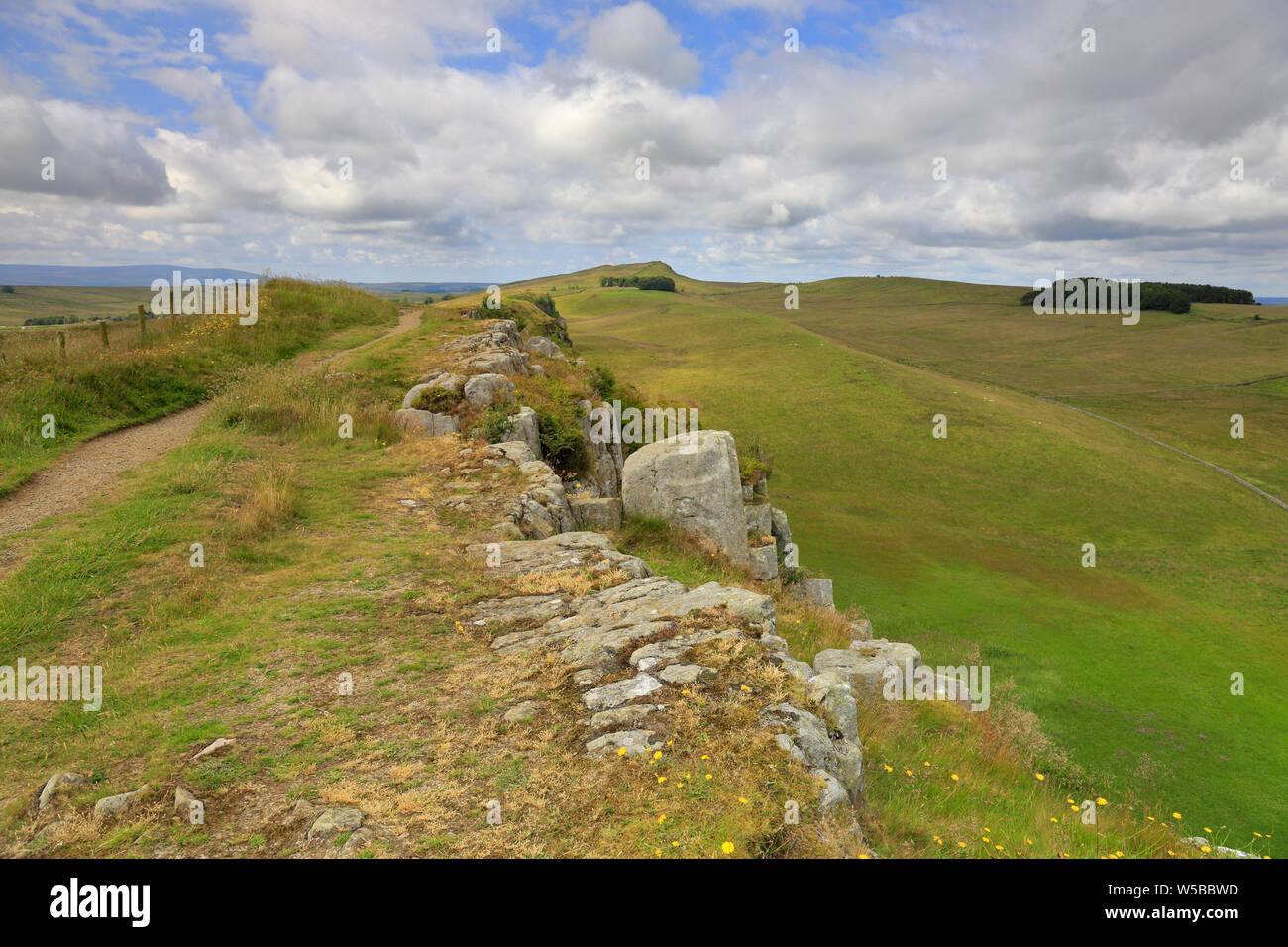 Pennine way along Highshields on Hadrian's Wall, UNESCO World Heritage ...
