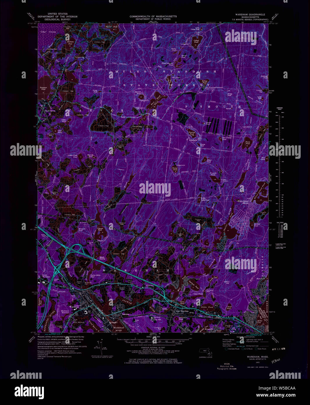 Massachusetts USGS Historical Topo Map MA Wareham 351390 1972 25000 ...