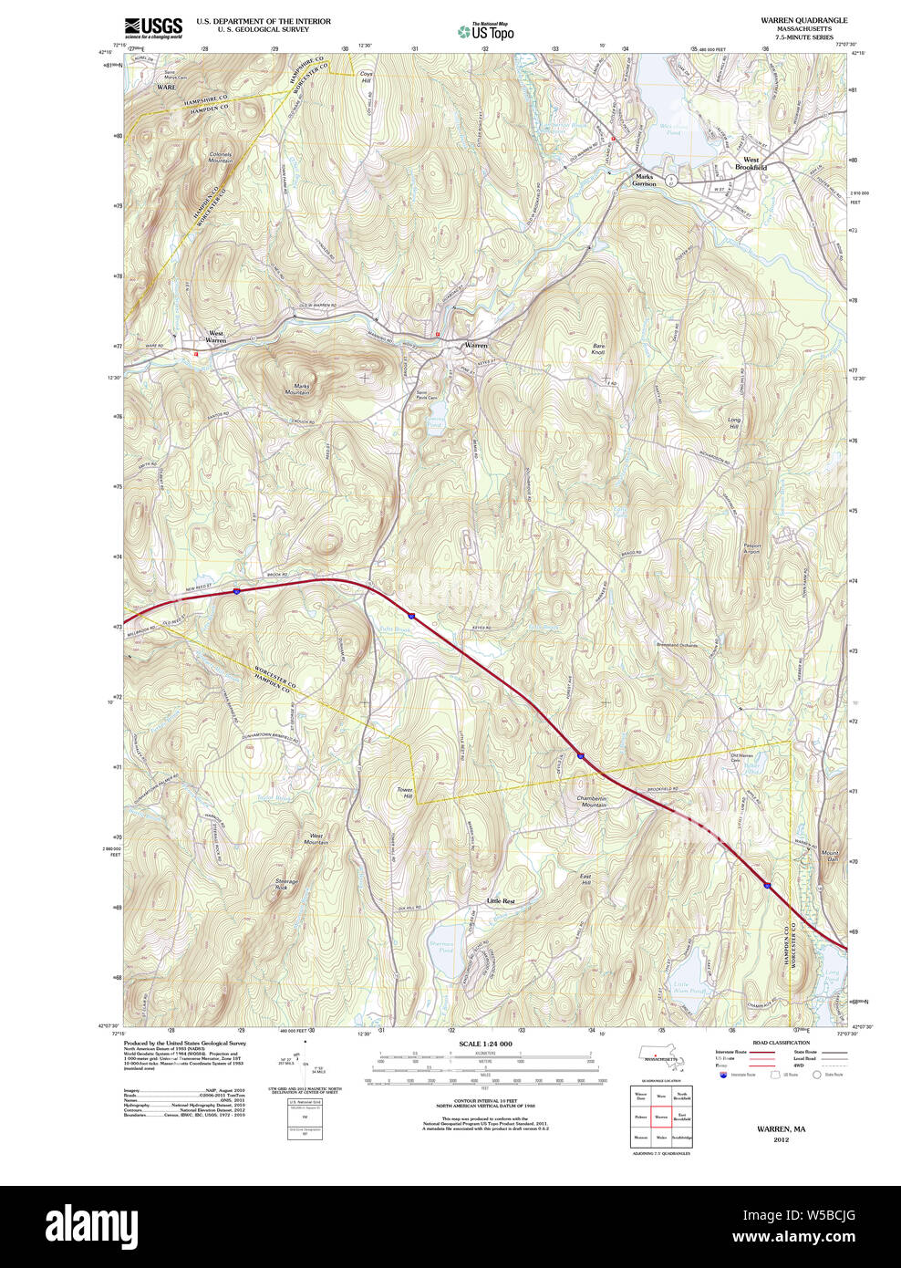 Massachusetts USGS Historical Topo Map MA Warren 20120527 TM ...