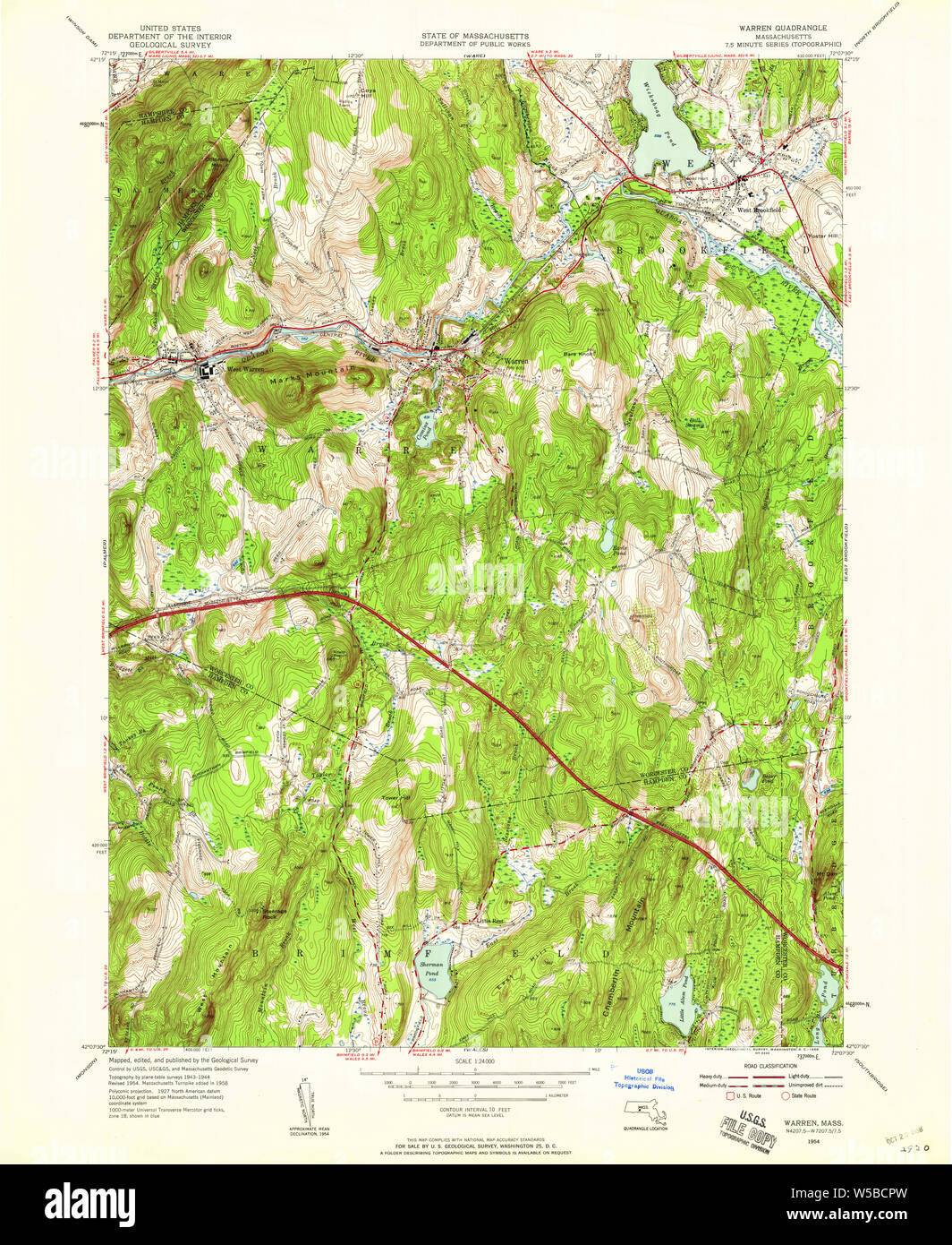 Massachusetts topo map 1954 hi-res stock photography and images - Alamy
