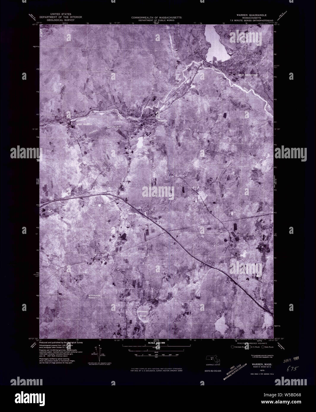 Massachusetts USGS Historical Topo Map MA Warren 351393 1975 25000 ...