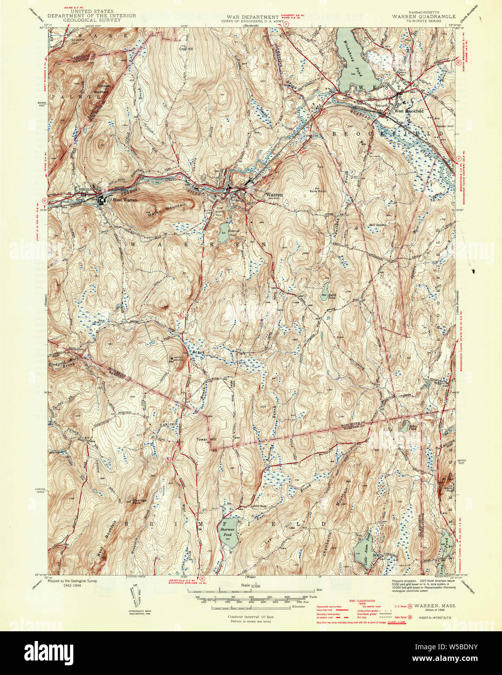 Massachusetts USGS Historical Topo Map MA Warren 352315 1946 31680 ...