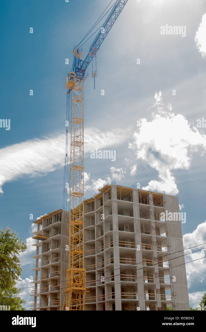 Modern building under construction detail, concrete frame, window ...