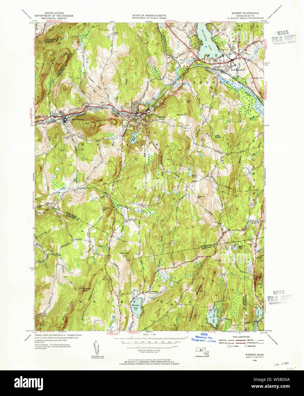 Massachusetts topo map 1954 hi-res stock photography and images - Alamy