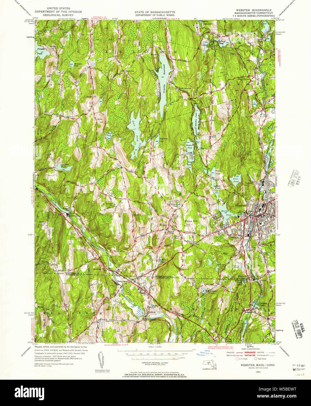Massachusetts USGS Historical Topo Map MA Webster 350687 1953 24000 ... Massachusetts USGS Historical Topo Map MA Webster 350687 1953 24000 ...
