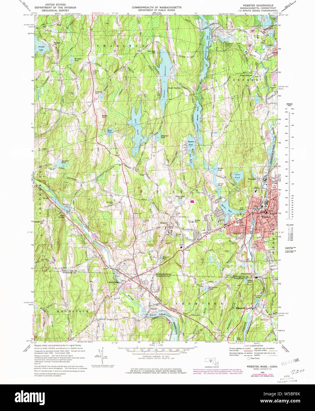 Massachusetts USGS Historical Topo Map MA Webster 350690 1969 24000 ...