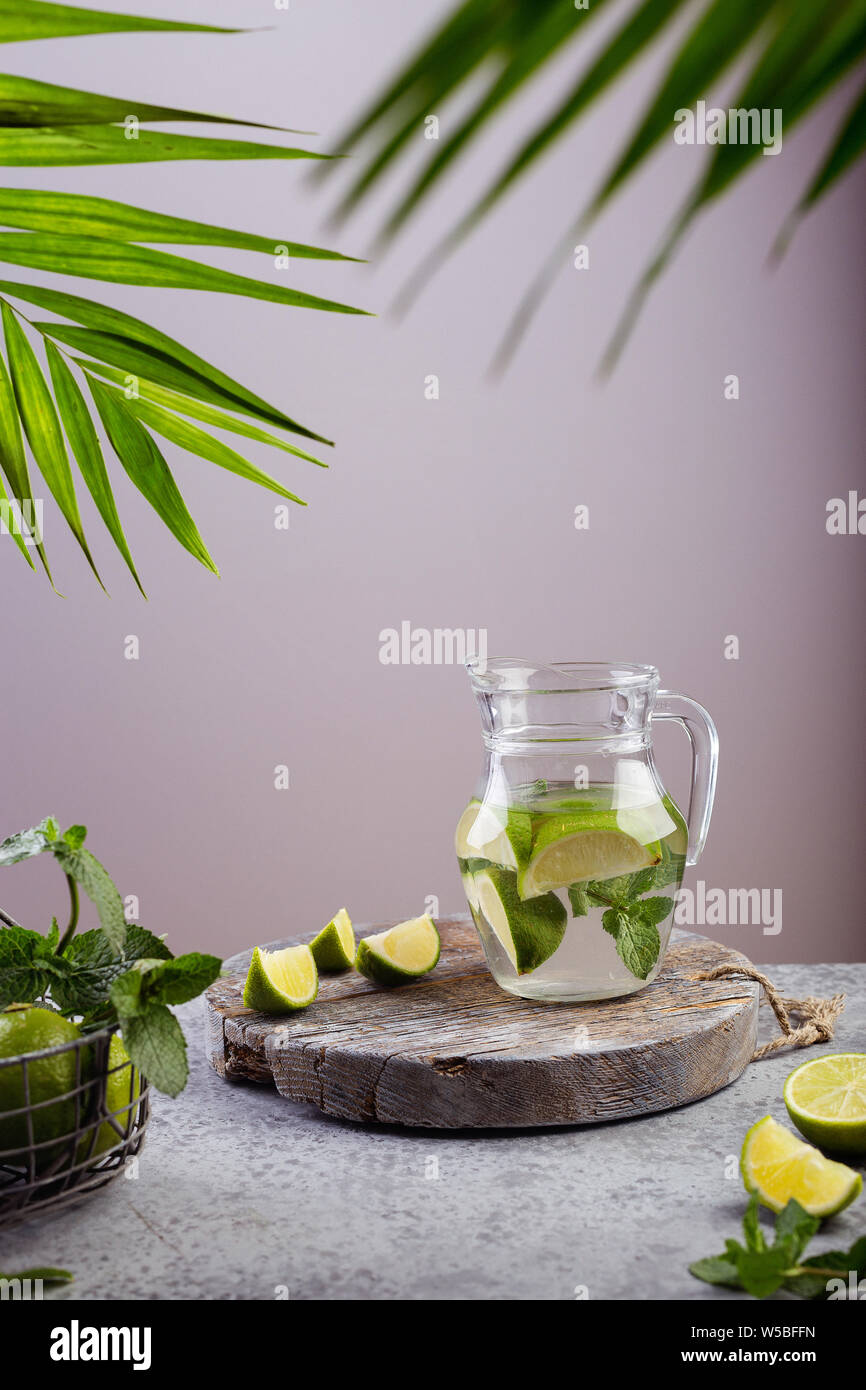 Summer drink, lemonade with lemon and mint Stock Photo - Alamy