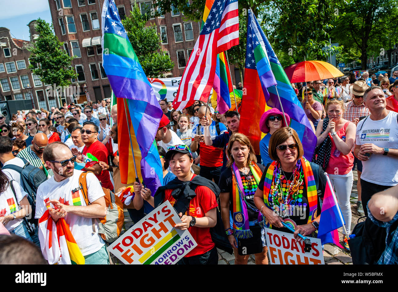 A group of people from USA seen during the Pride Walk.Because of the ...