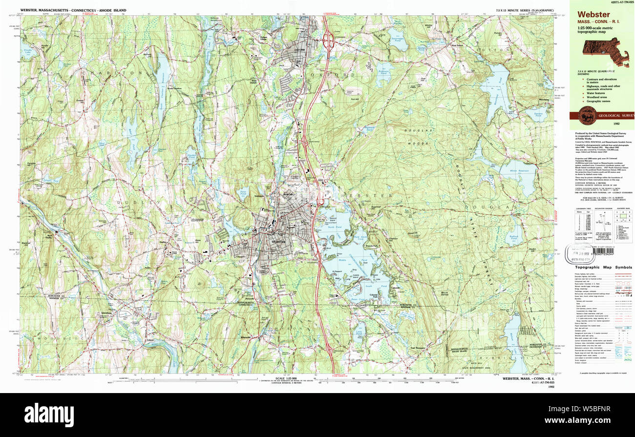 Massachusetts USGS Historical Topo Map MA Webster 351400 1982 25000 ...