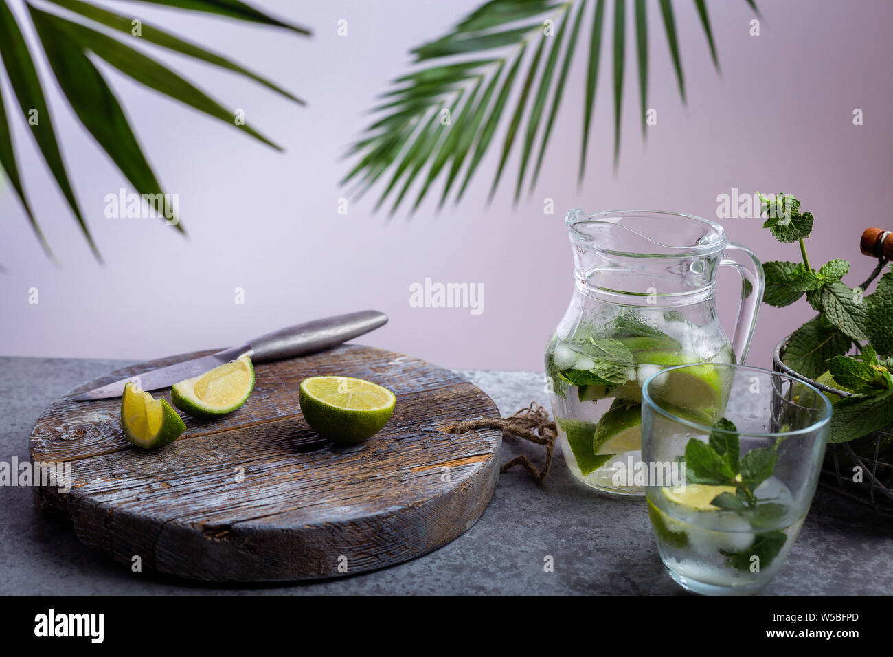 Summer drink, lemonade with lemon and mint Stock Photo - Alamy