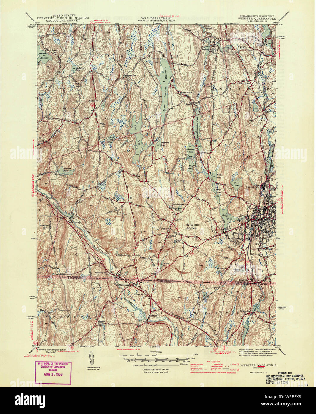 Massachusetts USGS Historical Topo Map MA Webster 352320 1945 31680 ...