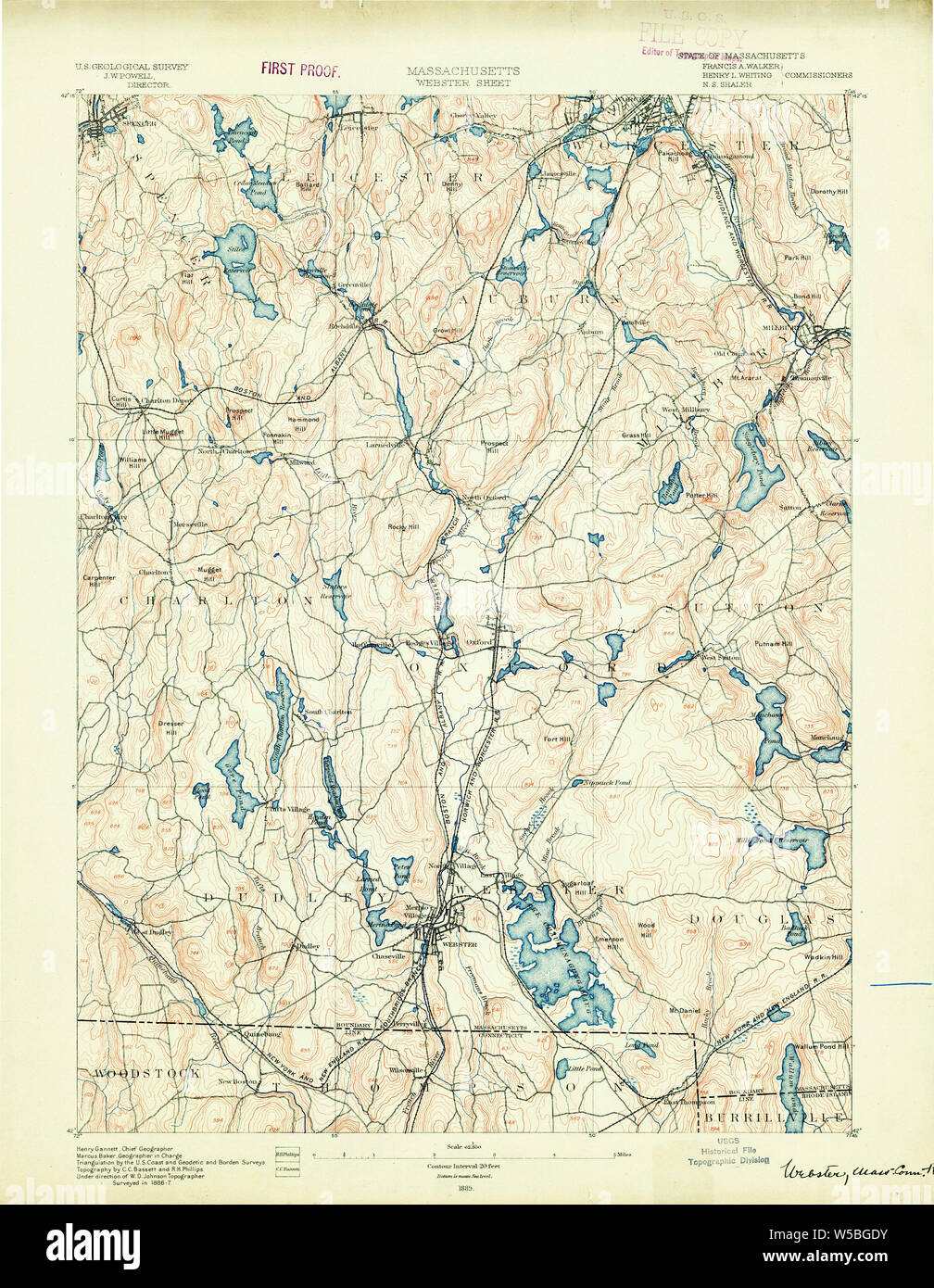 Massachusetts USGS Historical Topo Map MA Webster 353086 1889 62500 ...