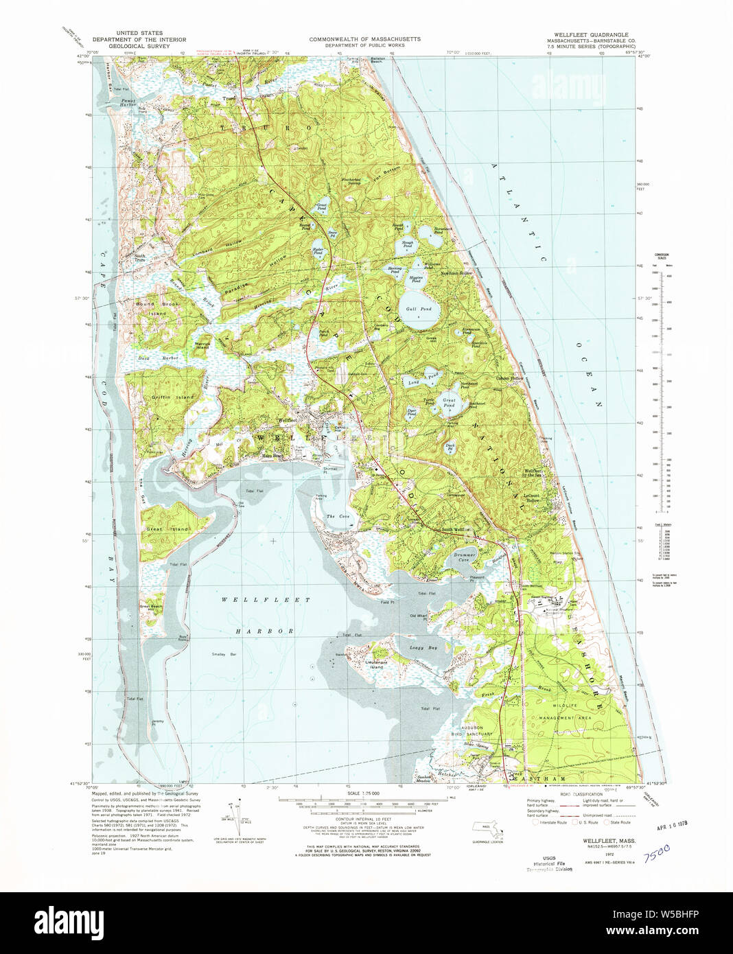 Massachusetts USGS Historical Topo Map MA Wellfleet 351401 1972 25000 ...